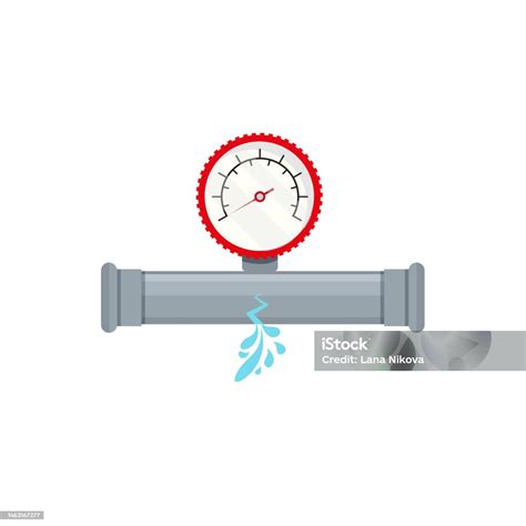물이 새는 깨진 금속 파이프 플랫 스타일 벡터 삽화 파이프 라인의 일부입니다 금속에 대한 스톡 벡터 아트 및 기타 이미지 금속 깨짐 단일 객체 Istock
