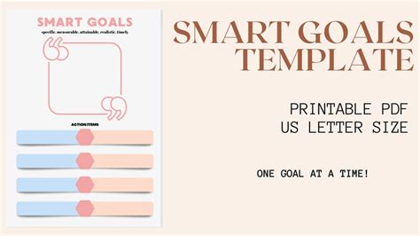 SMART Goals Template Set Your Goals One At A Time Etsy