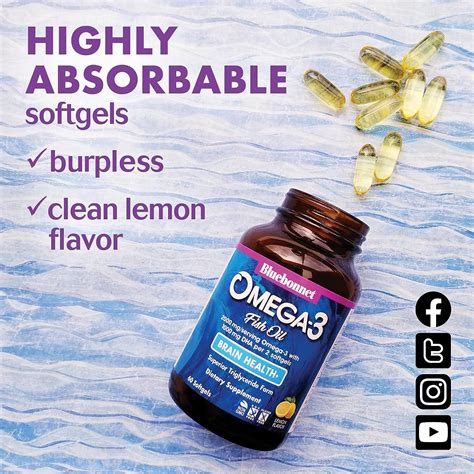 Bluebonnet Omega 3 Brain Formula 860mg Dha 120mg Epa Cognitive Health