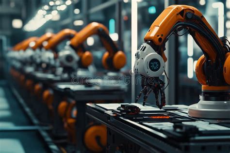 Robotic Arms Perform Precision Tasks In A Modern Ai Controlled Factory