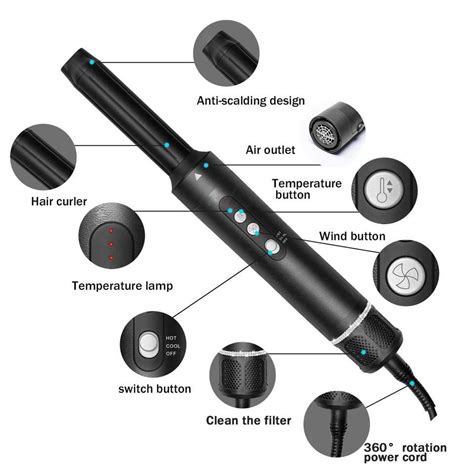 7 In 1 Hair Dryer Nozzle Diffuser Hot Air Brush Straightener Comb