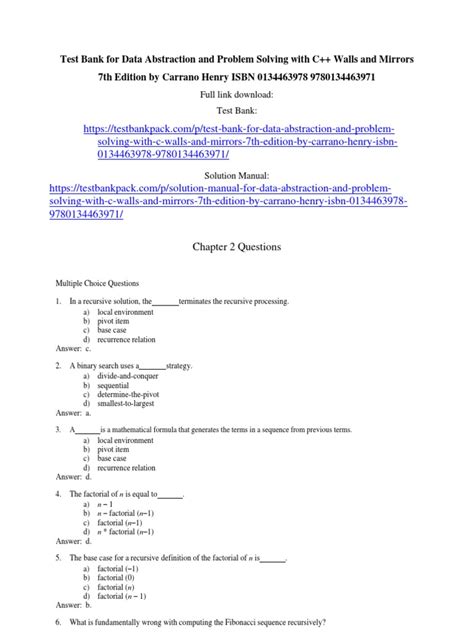 data abstraction and problem solving with c walls and mirrors 7th