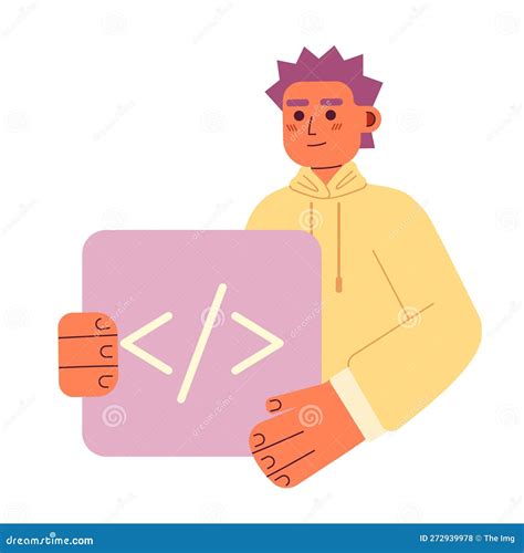 Computer Coder Job Flat Concept Vector Spot Illustration Stock Vector Illustration Of Spot