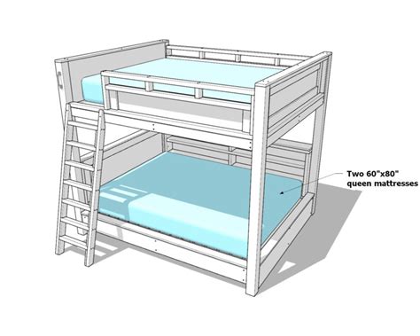 Diy Queen Over Queen Loft Bed Plan Step By Step Pdf Guide For Easy