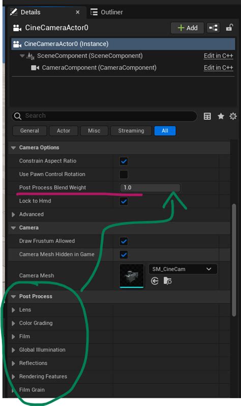 Using The Levels Post Process Volume While Rendering A Camera In