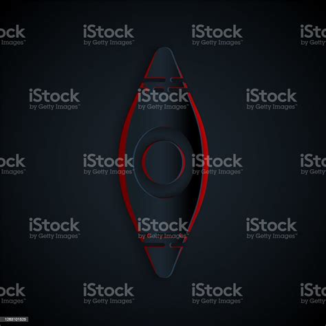 종이 는 검은 배경에 고립 된 카약과 패들 아이콘을 잘라 낚시와 관광을위한 카약과 카누 야외 활동 종이 아트 스타일 벡터 일러스트레이션 3차원 형태에 대한 스톡 벡터 아트