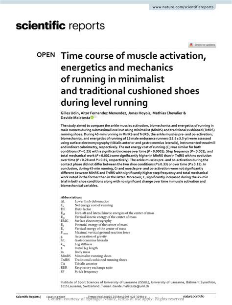 PDF Time Course Of Muscle Activation Energetics And Mechanics Of Running In Minimalist And