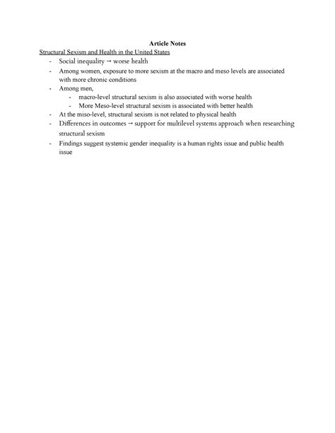 mon 10 lecture notes for health disparities taught by an article