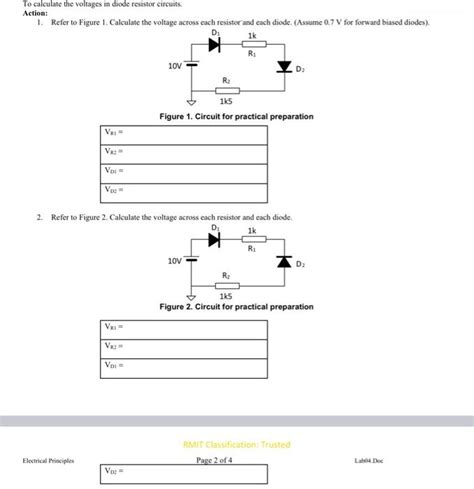 Solved To Calculate The Voltages In Diode Resistor Circuits