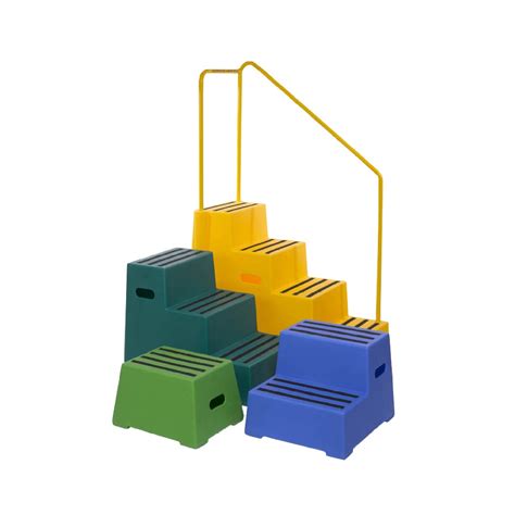 Heavy Duty Plastic Safety Steps 4 Tread With Handrail Merlinindustrial