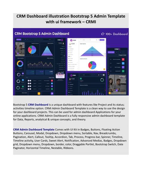 ppt crm dashboard illustration bootstrap 5 admin template with ui
