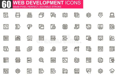 SEO and Development Thin Line Web Icons Set. Outline Stroke Icons Design. Stock Vector ...
