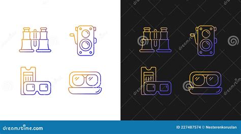 Authentic Vintage Gradient Icons Set For Dark And Light Mode Stock
