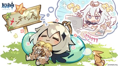 Lumine Aether Paimon And Slime Genshin Impact Danbooru