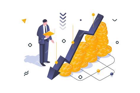 3d 아이소메트릭 디자인의 실업 위기 개념 금융 문제 아래로 화살표 차트가 있는 분석 회사 예산 및 웹 그래픽을 위한
