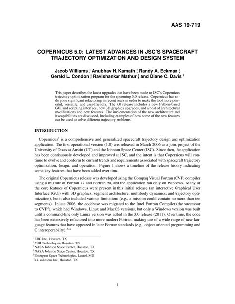 Pdf Copernicus 50 Latest Advances In Jscs Spacecraft Trajectory
