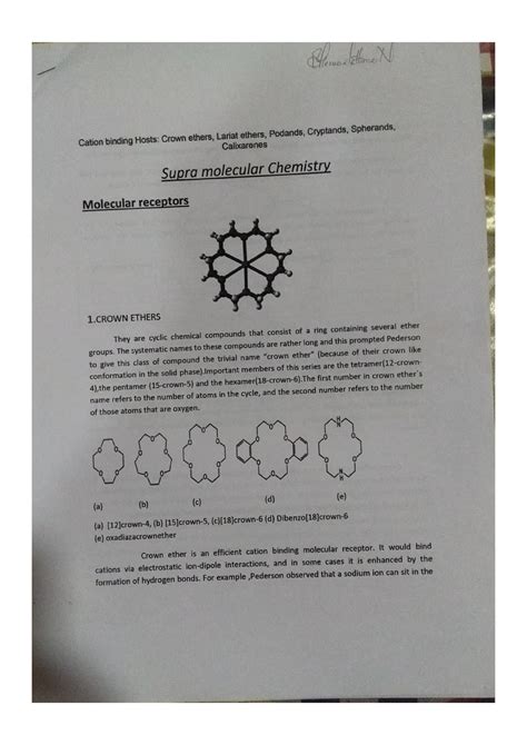 Organic Supramolecular Chemistry Msc Chemistry Studocu