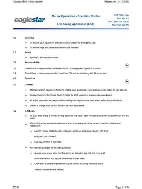 Life Saving Appliances Pdf Watercraft