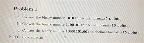 Solved Problem 1a ﻿convert The Binary Number 1010 ﻿to