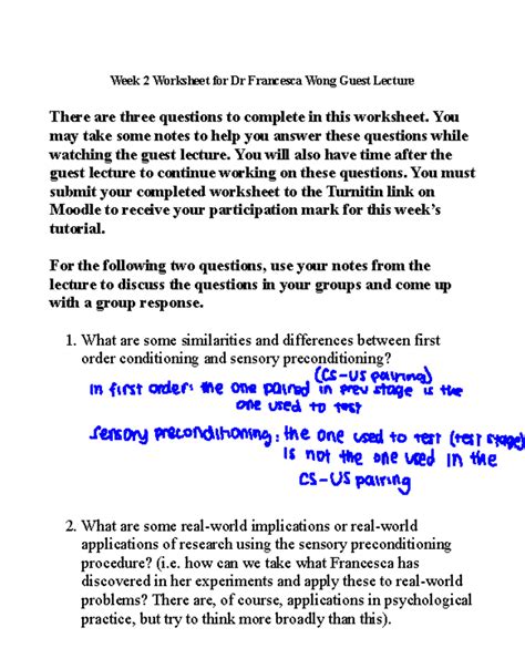 W2 Tutorial Activity Answers Week 2 Worksheet For Dr Francesca Wong Guest Lecture There Are