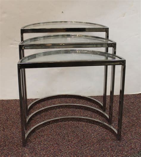 Mid Century Modern Chrome Nesting Tables In Half Moon Shapes At 1stdibs