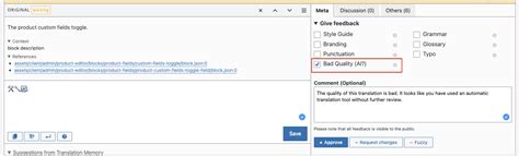 New Bad Quality AI Checkbox For The Changes Requested Status Translate WordPress