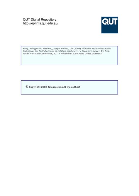 Pdf Vibration Feature Extraction Techniques For Fault Diagnosis Of