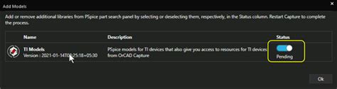 PSPICE FOR TI Using Model Catalog In Standard Cadence Installation Simulation Hardware