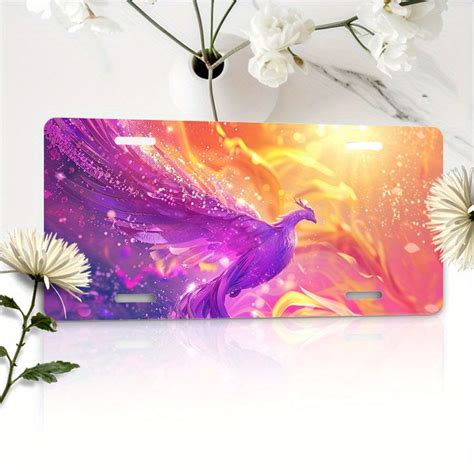 반짝이는 보라색 봉황 알루미늄 번호판 6x12인치 방수 및 방청 자동차 앞 태그 휴일 및 생일 선물로 완벽함｜temu 공예 봉제 공예품 번호판