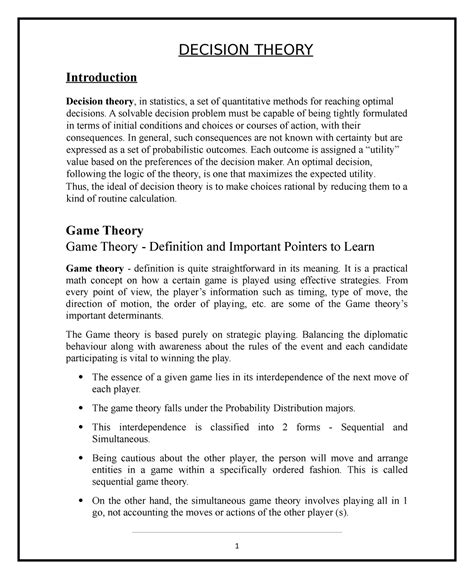 Decision Theory Decision Theory Introduction Decision Theory In Statistics A Set Of