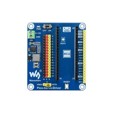 Waveshare Servo Driver Module For Rpi Pico 16ch 16 Bit Resolution Robotshop