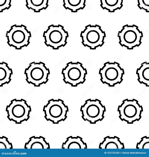 Vector Outline Gear Icon Seamless Pattern Initiator Cog Machine Gear