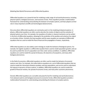 The Application Of Differential Equations In Engineering The Application Of Differential