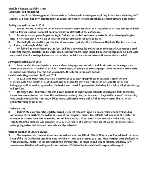 third conditional natural disasters pdf earthquakes tsunami