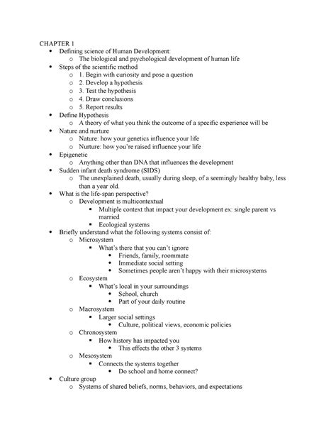 developmental psych lecture notes 1 10 chapter 1 defining science of human development o