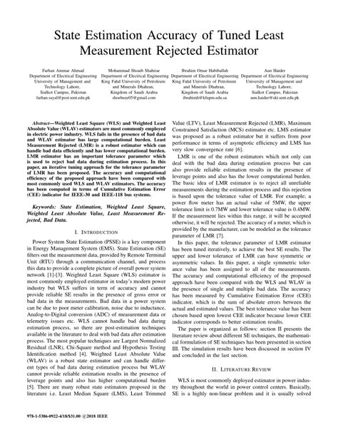 Pdf State Estimation Accuracy Of Tuned Least Measurement Rejected