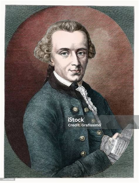Philosopher Immanuel Kant Writing Letter Illustration From 1870 Stock