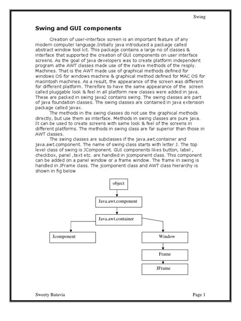 Swing And Gui Components Pdf Graphical User Interfaces Java Platform