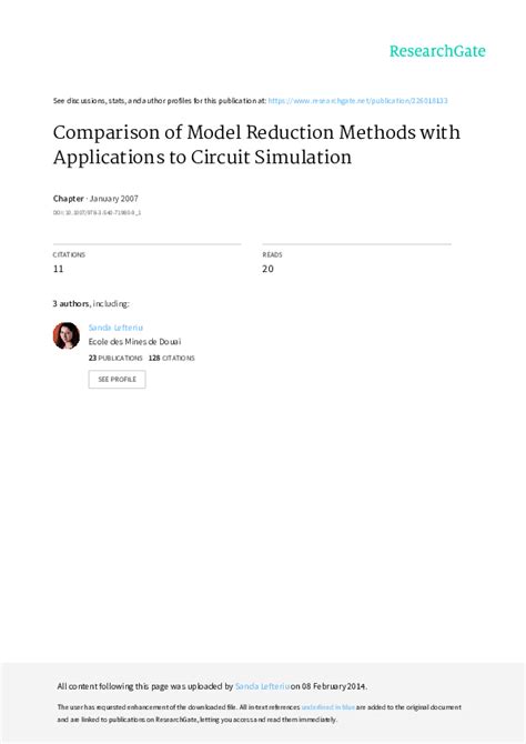 Pdf Comparison Of Model Reduction Methods With Applications To