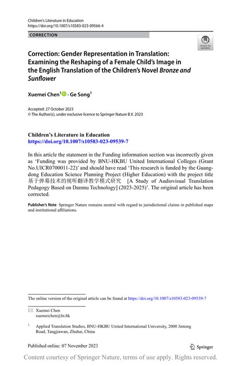 Correction Gender Representation In Translation Examining The