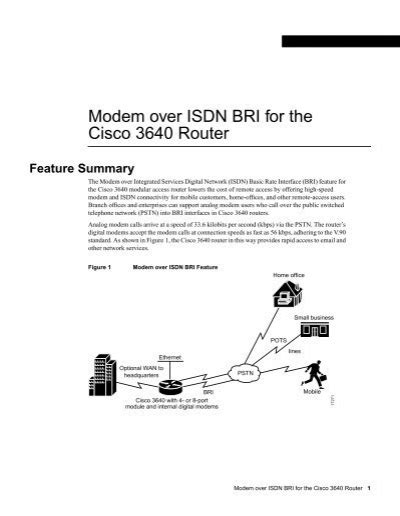 Modem Over ISDN BRI For The Cisco 3640 Router Optimum Data Inc