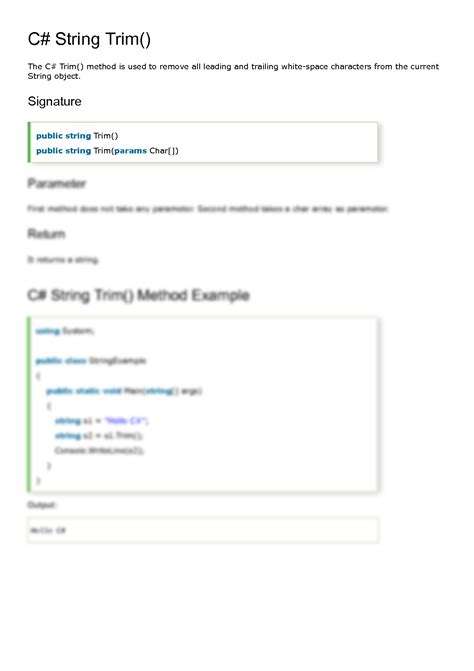 Solution What Is String Trim Method In C Sharp Visual Programming