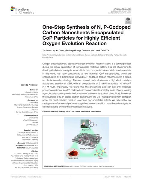 Pdf One Step Synthesis Of N P Codoped Carbon Nanosheets Encapsulated