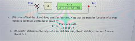 Solved A Points Find The Closed Loop Transfer Chegg