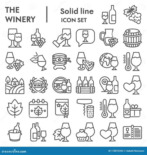 Winery Line Icon Set Wine Signs Collection Or Vector Sketches Stock Vector Illustration Of