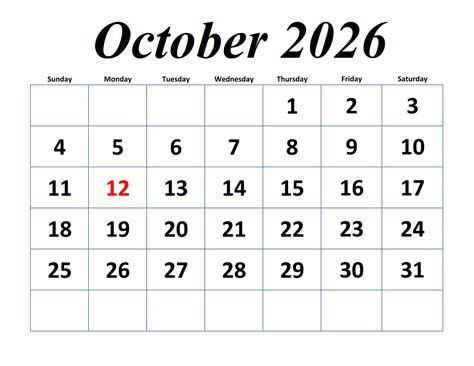 October 2026 Calendar Printable Calendar Next