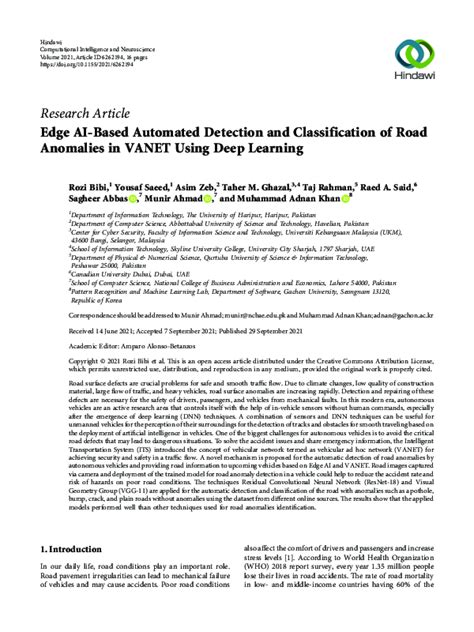 pdf edge ai based automated detection and classification of road