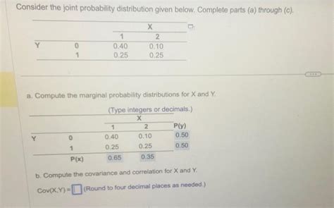 Solved Consider The Joint Probability Distribution Given Chegg Com