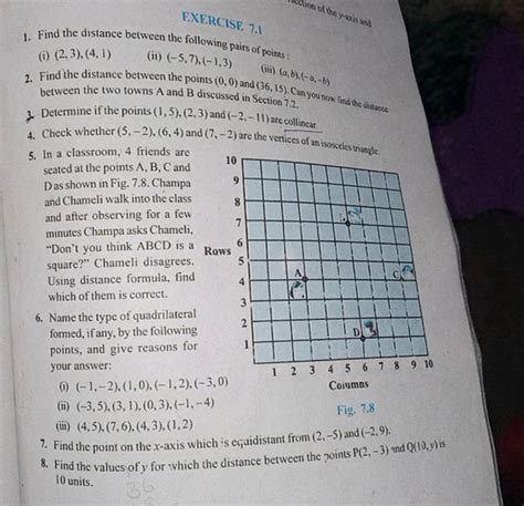 EXERCISE Find The Distance Between The Following Pairs Of Points