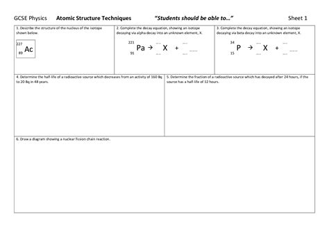 Gcse Physics Atomic Structure Techniques Questions Scholarfriends
